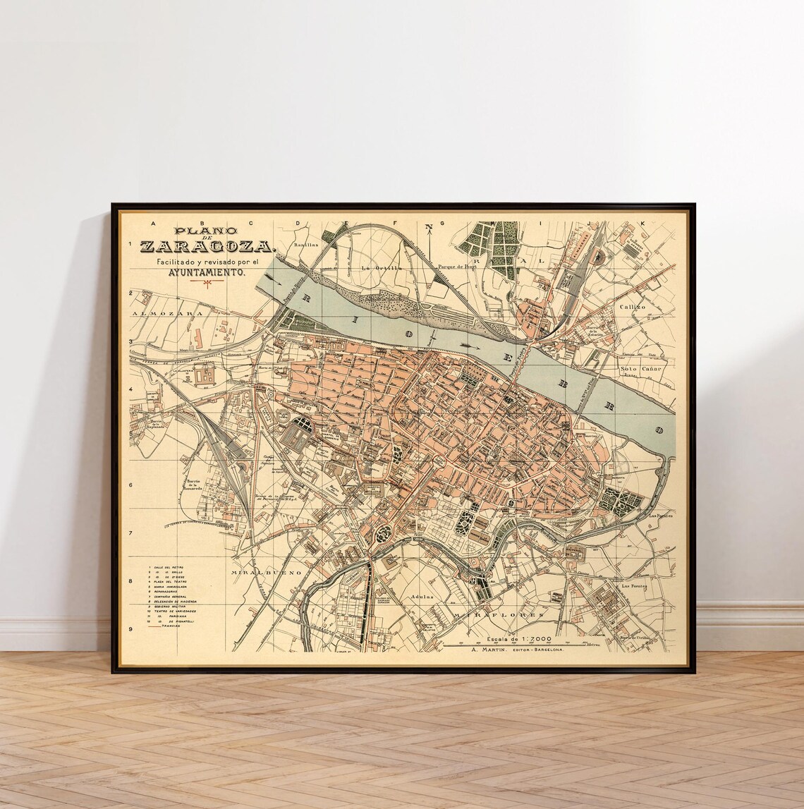 Zaragoza Map - Old City Map Print - Giclee Print on Canvas or Paper - Etsy