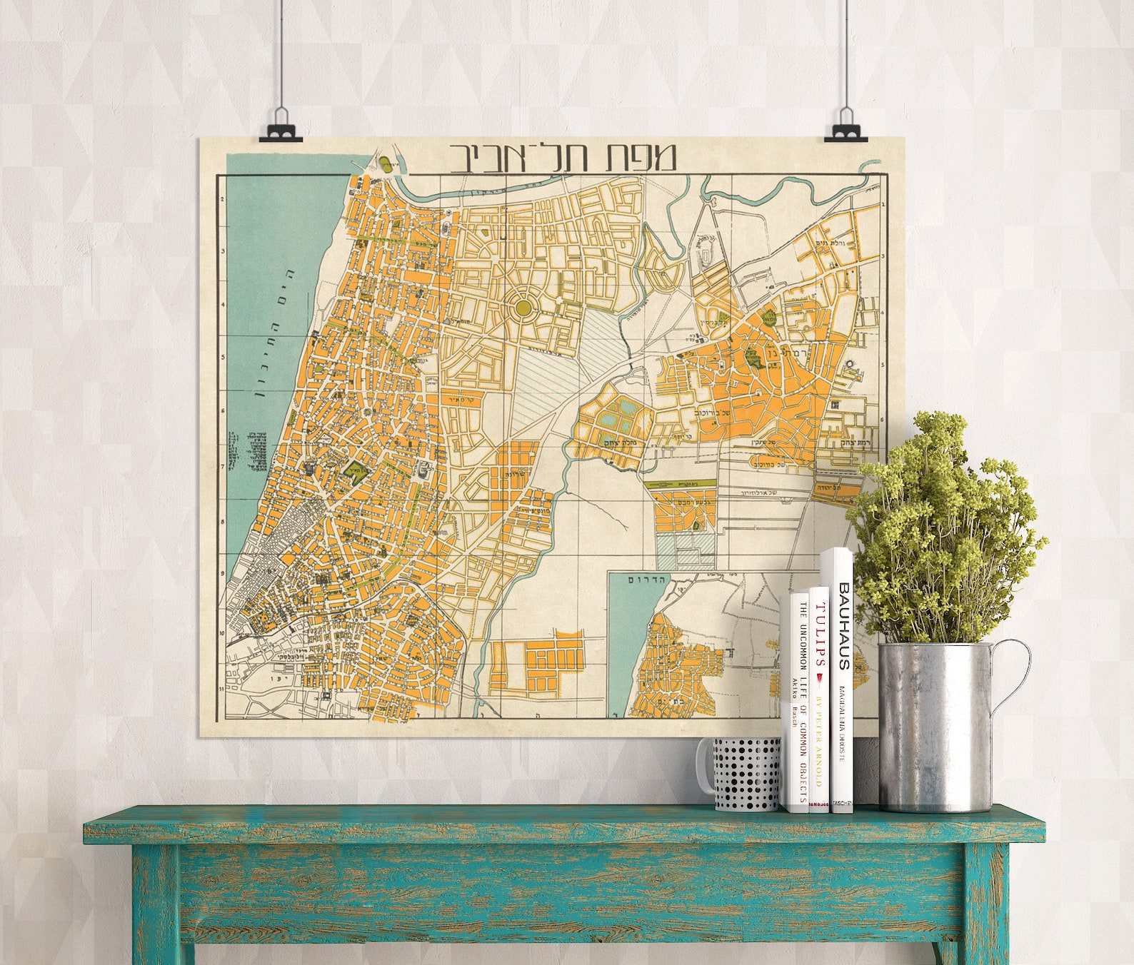 Vintage Map of Tel Aviv Wall Map Fine Reproduction on Paper - Etsy