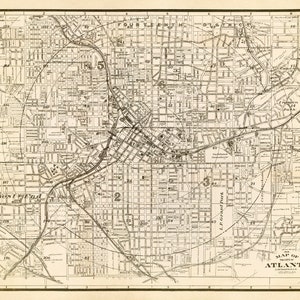 Map of Atlanta - Old Map With a Wonderful Patina, Available on Paper or ...