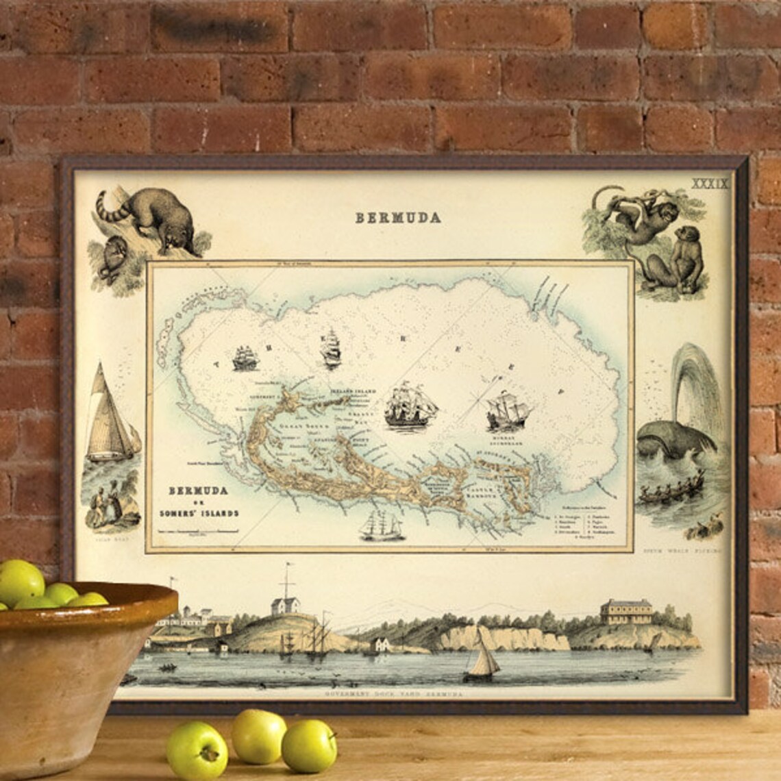 Bermuda Island Pictorial Map Decorative Old Map Fine Print | Etsy