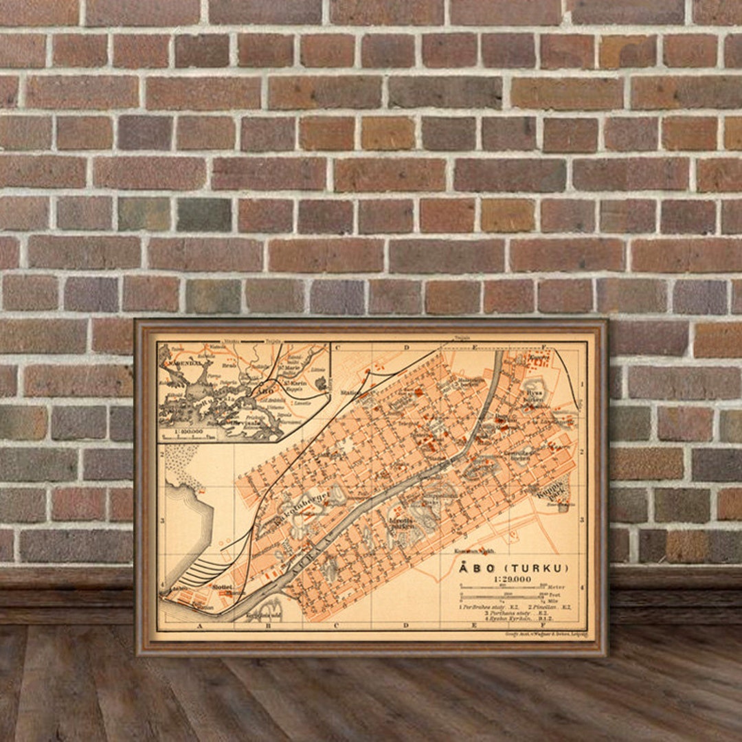 Map of Turku - Vanha Kartta Turku - Fine Reproduction - 12 X 17.5 ...