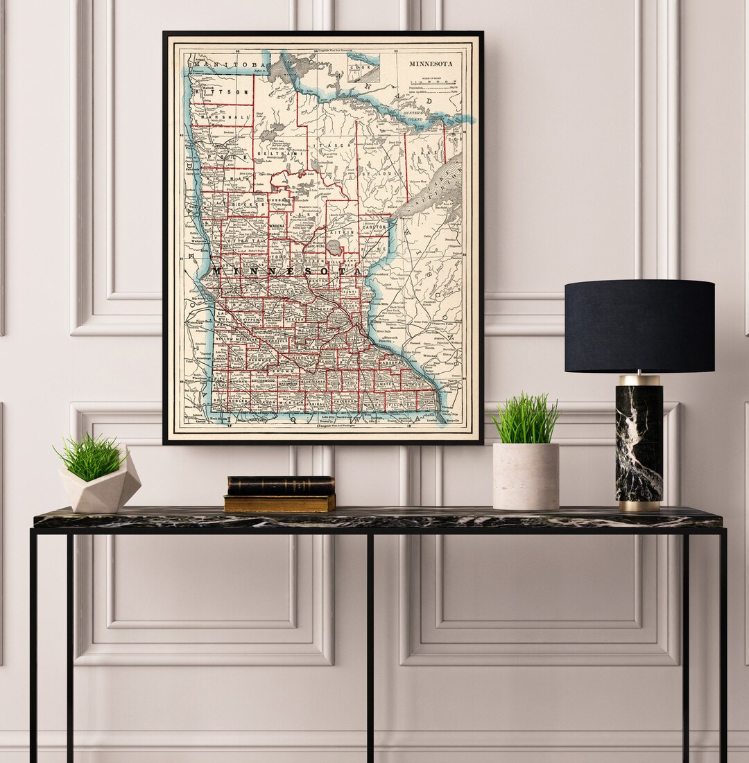 Old Map of Minnesota - Historical Map Restored - Wall Map Print ...