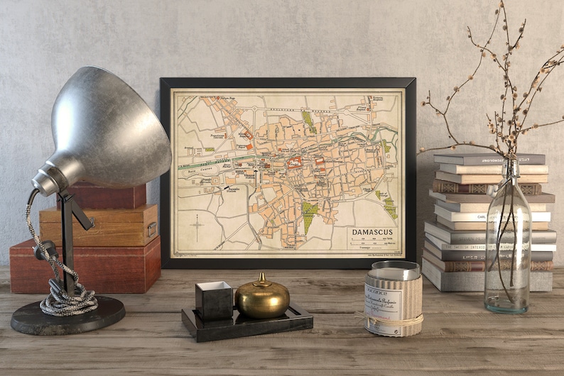 Damascus Old Map Historical Map Print Available on Paper or | Etsy