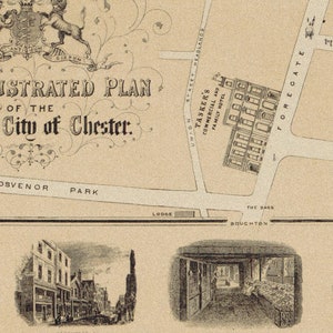 Chester Map - Illustrated Old Map of Chester - Available on Paper or ...