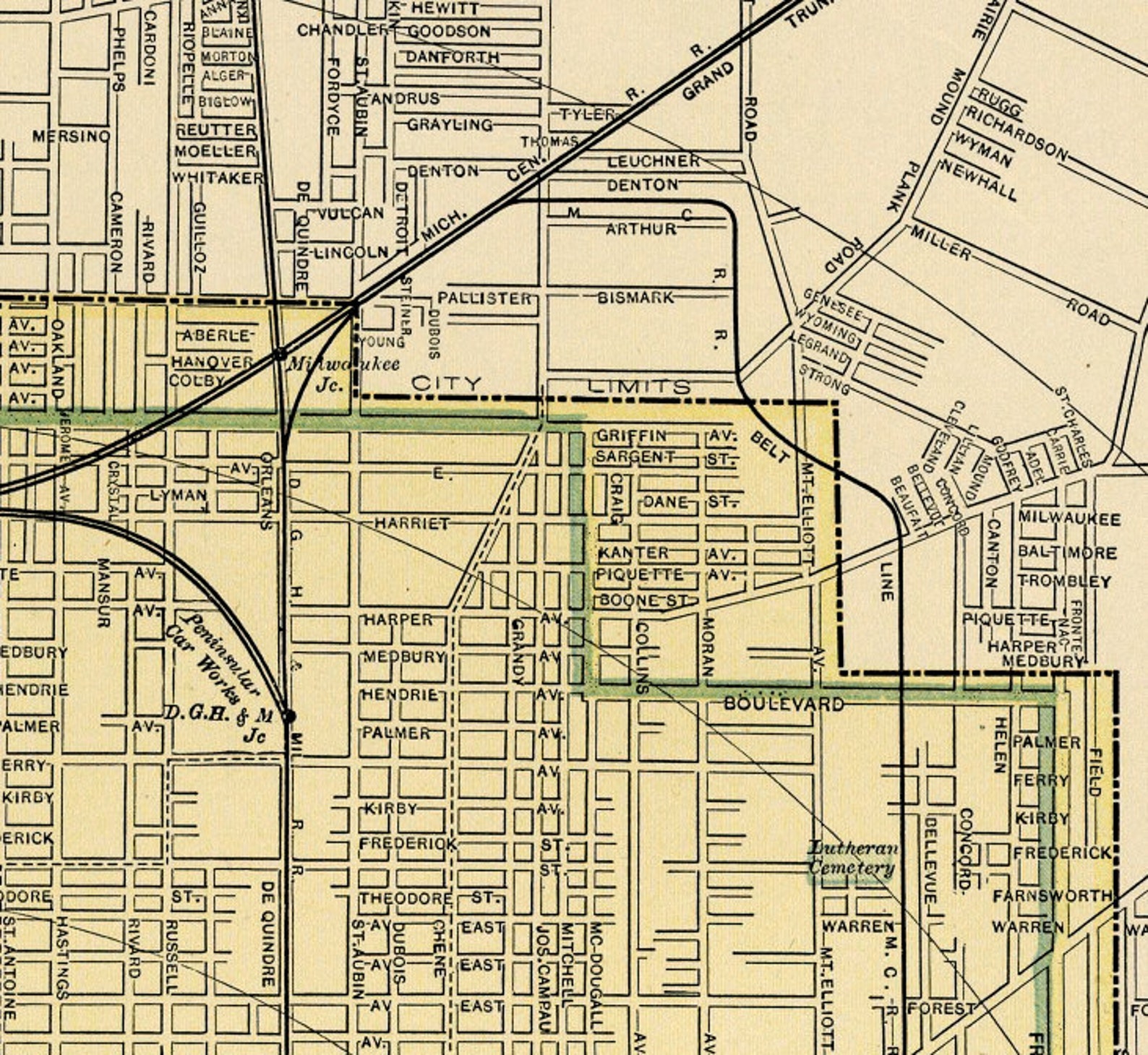 Map of Detroit Old City Map Print Vintage Map of Detroit | Etsy