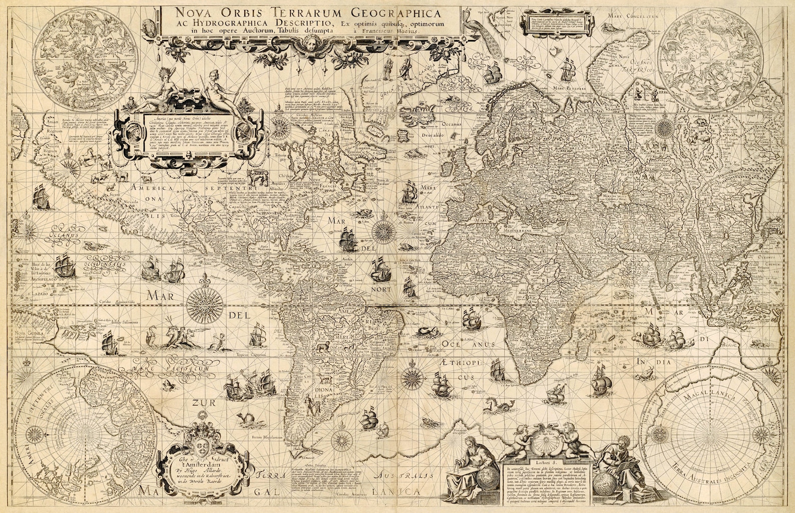 Antique map of the World Historical map restored Nova | Etsy