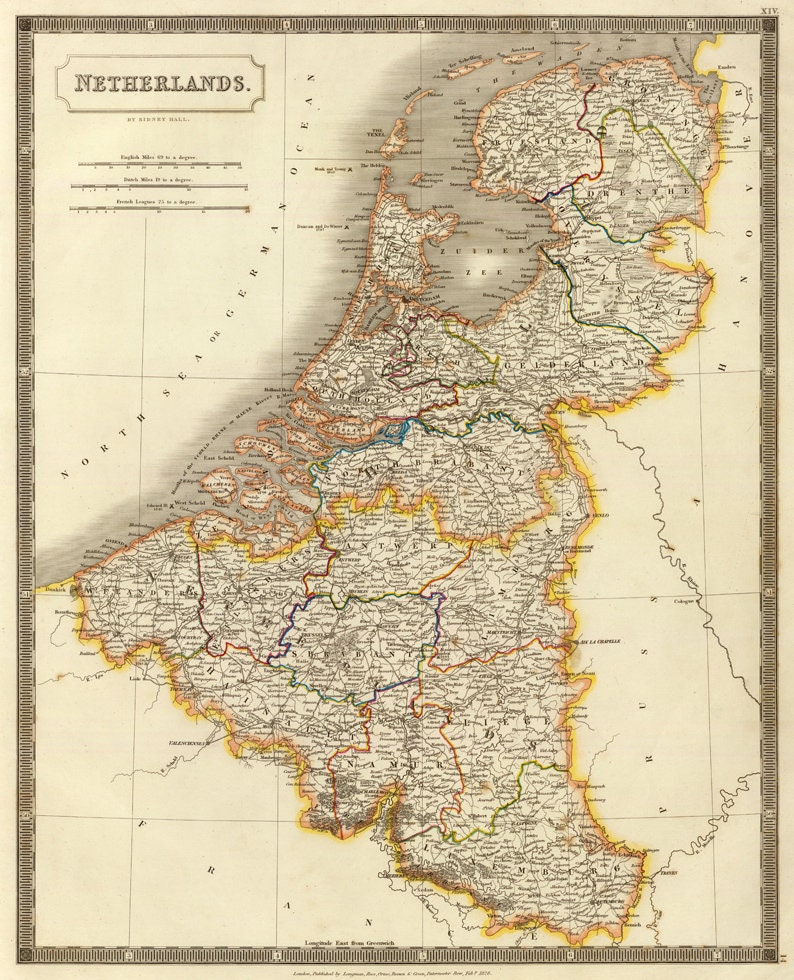 Historical Map of the Netherlands - Holland Large Map - Wall Map Print ...