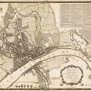 Newcastle on Tyne and Gateshead Map Antique Map Restored Available on ...