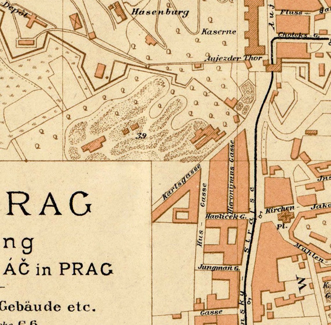 Vintage Map of Prague Old Map Archival Print of Prague Map | Etsy