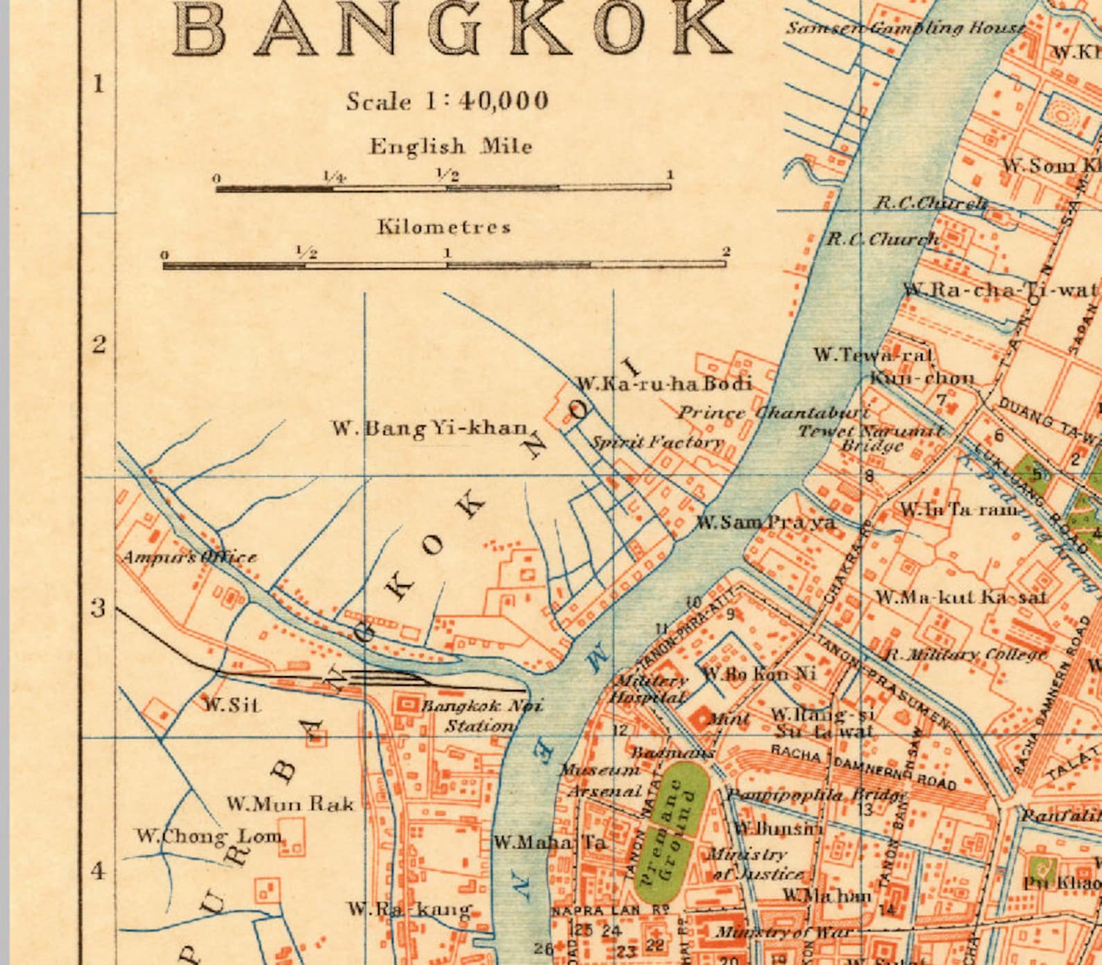 Bangkok Map Old Map of Bangkok Thailand Archival - Etsy