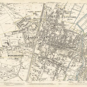 Winchester UK Historical Map Old City Plan of Winchester - Etsy