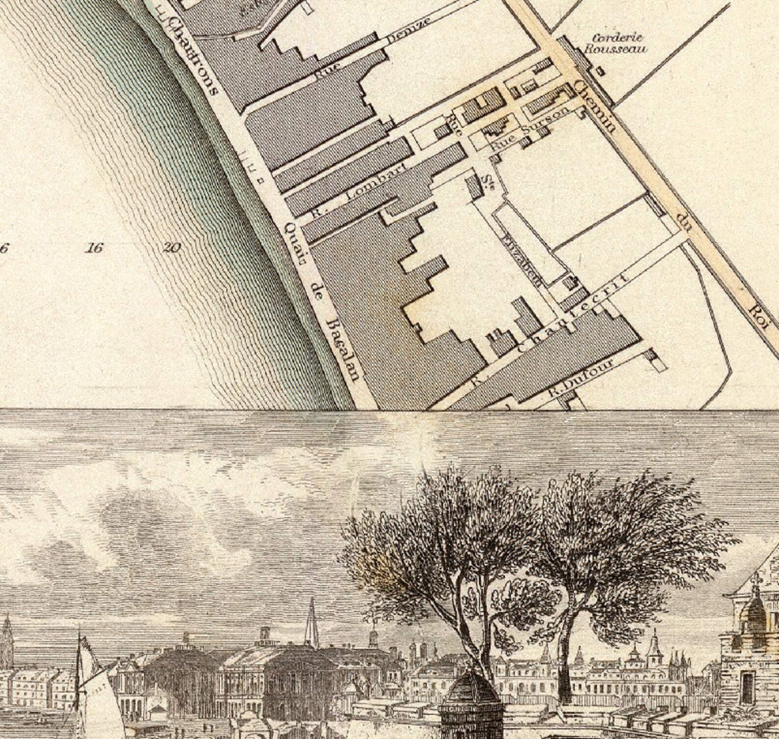 Bordeaux map Old city map print Map of Bordeaux | Etsy