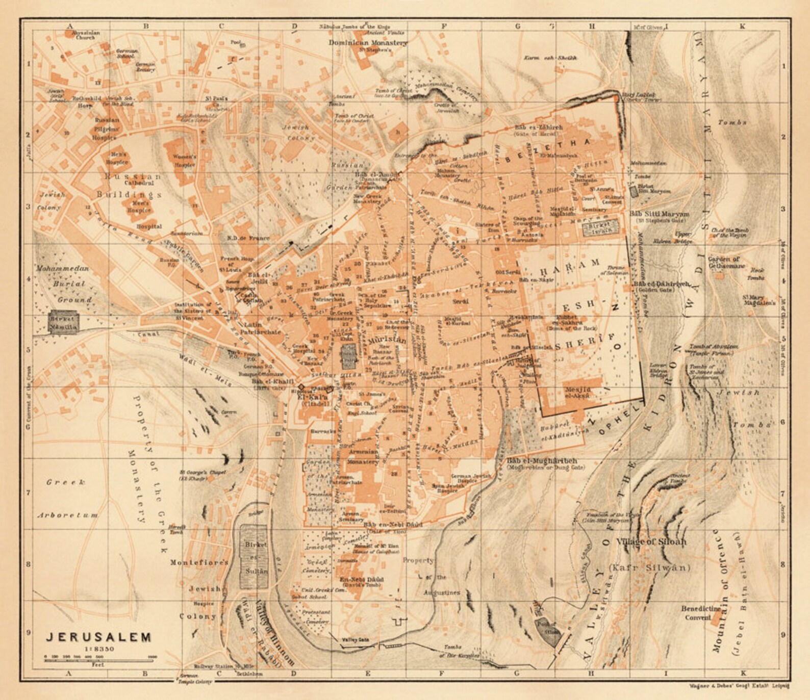 Map of Jerusalem Antique Map Restoration Holly City Plan - Etsy