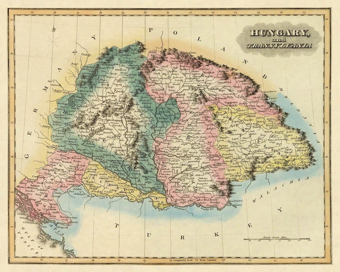 Hungary Map - Transilvanya Map - Old Map Restored - Historical Map ...