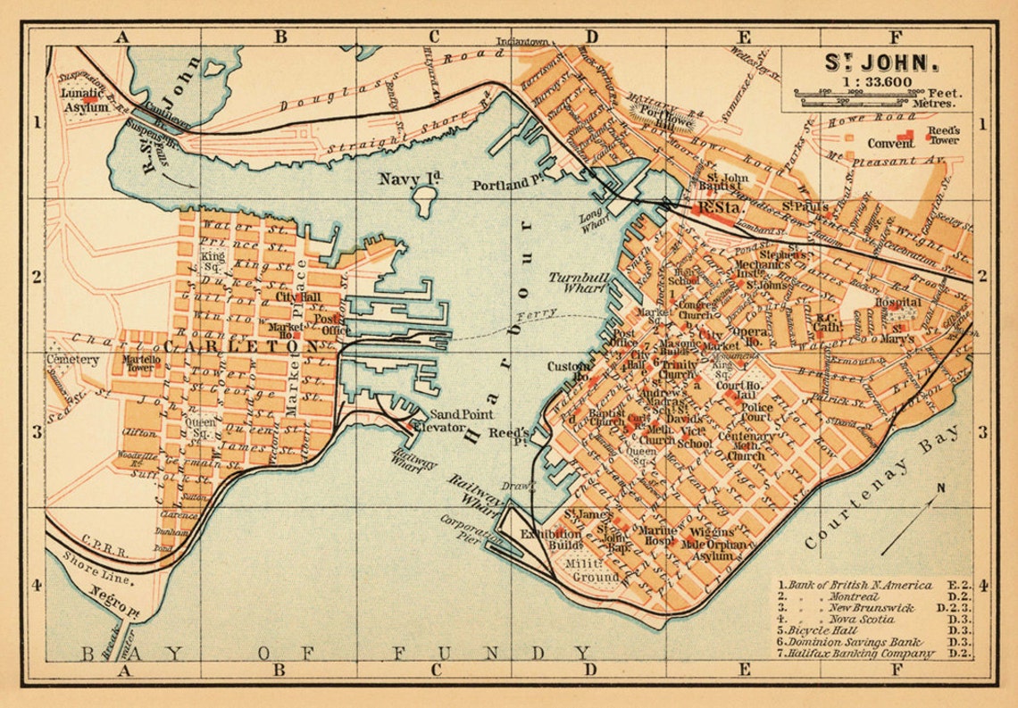Map of Saint John Vintage Map of St. John Archival Print on - Etsy