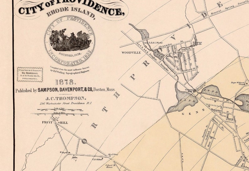 Providence Map Old City Map Restored Archival Print Wall - Etsy