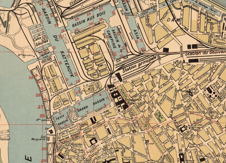 Vintage Map of Anvers Large City Map Print Old Map From - Etsy