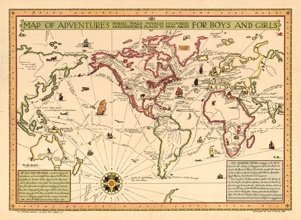 Map of adventures Adventures map for kids Illustrated | Etsy