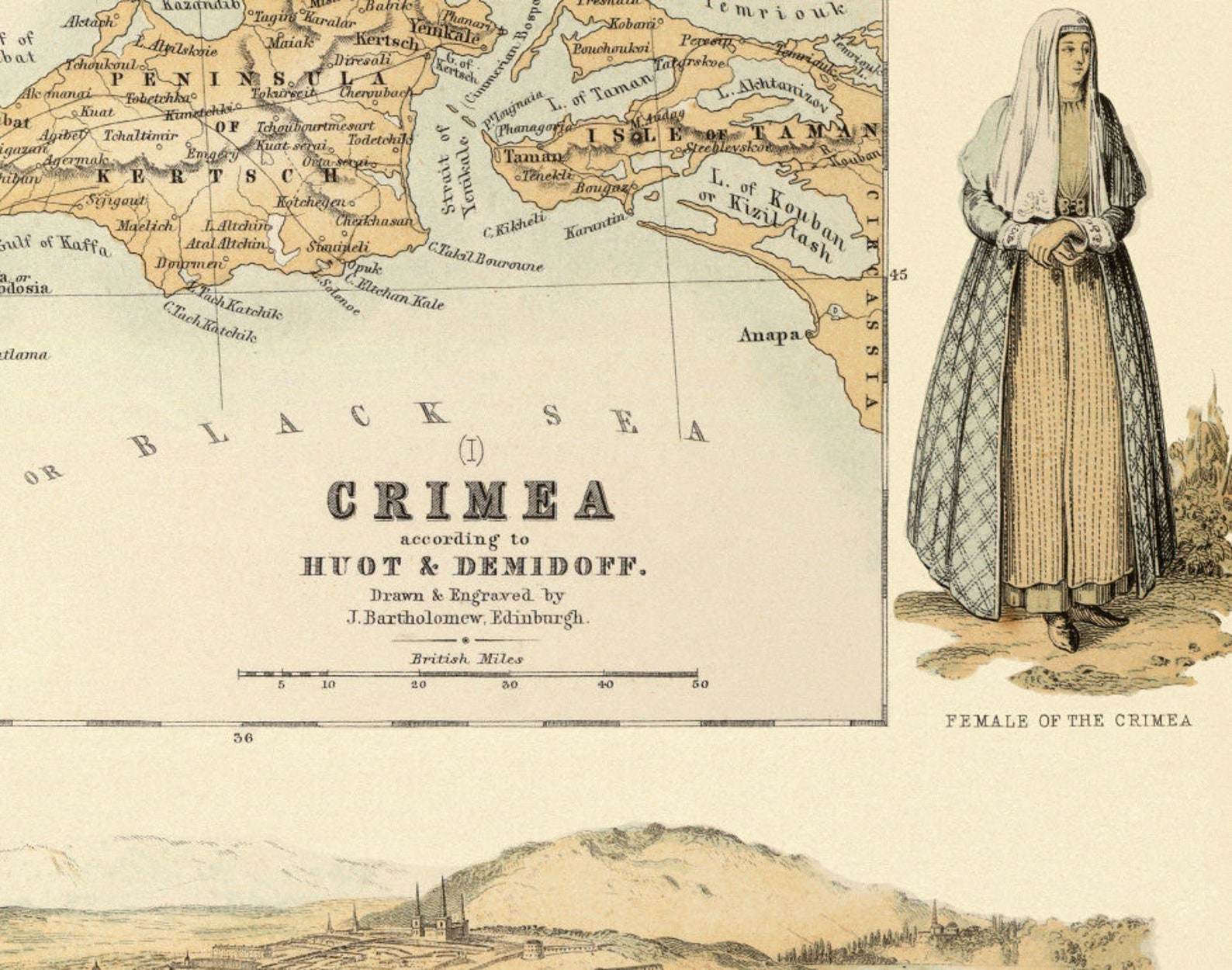 Marvelous Antique Caucasus Map Old Map of Crimea Archival - Etsy