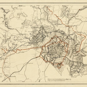 Vintage Map of Atlanta - Old Map Illustrating the Siege of Atlanta by ...