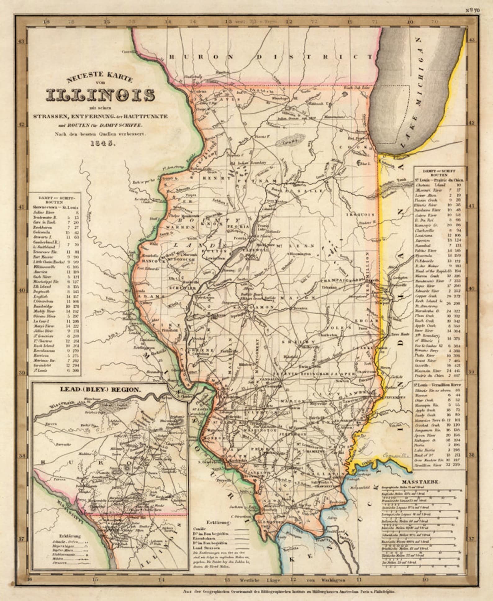 Old Map of Illinois - Fine Reproduction - Illinois Map Print on Paper ...