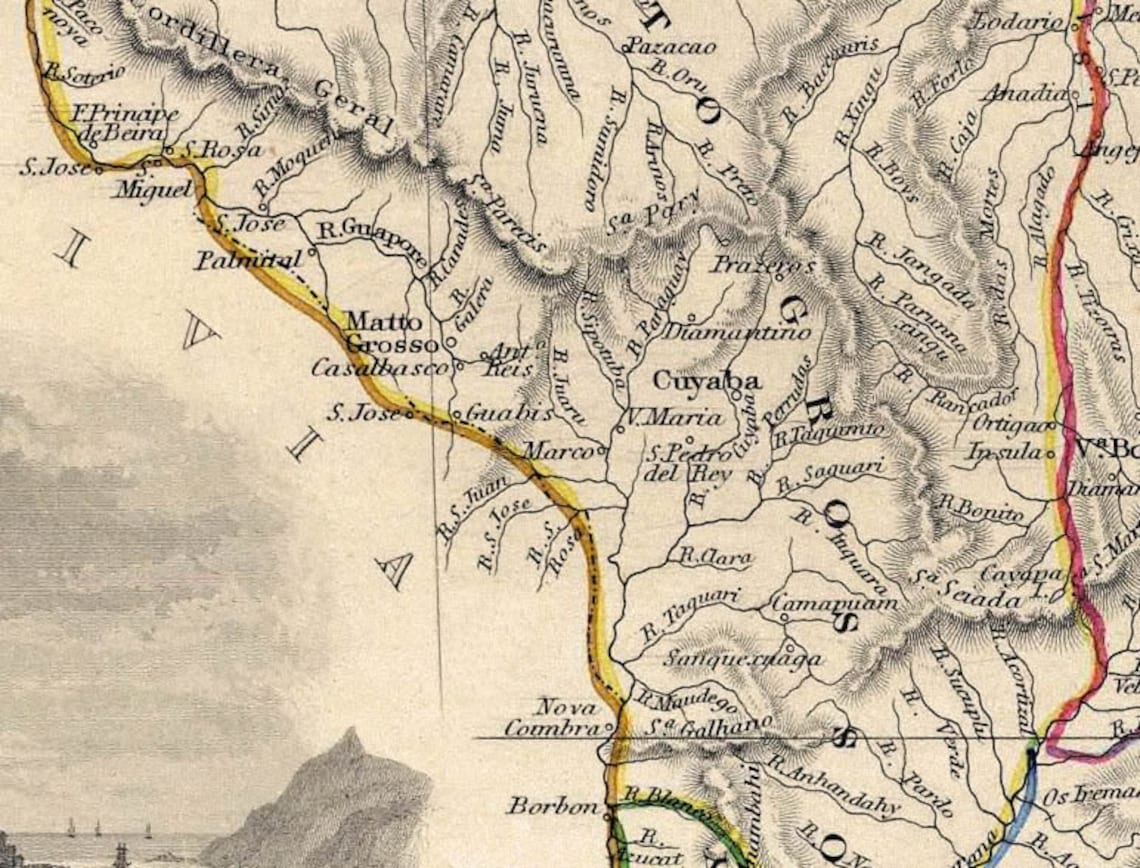 Vintage map of Brazil Old map reproduction Brazil map | Etsy