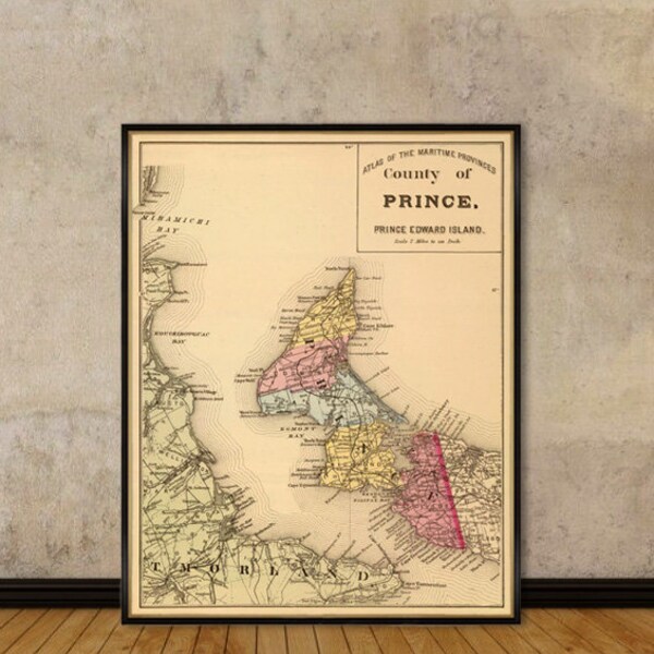 Antique Map of Prince Edward Island - Etsy