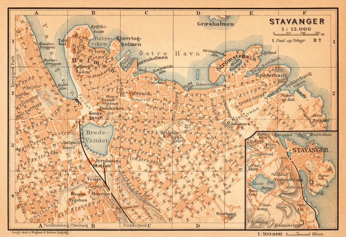 Stavanger Map Old Map of Stavanger Fine Giclee Print 11 X | Etsy
