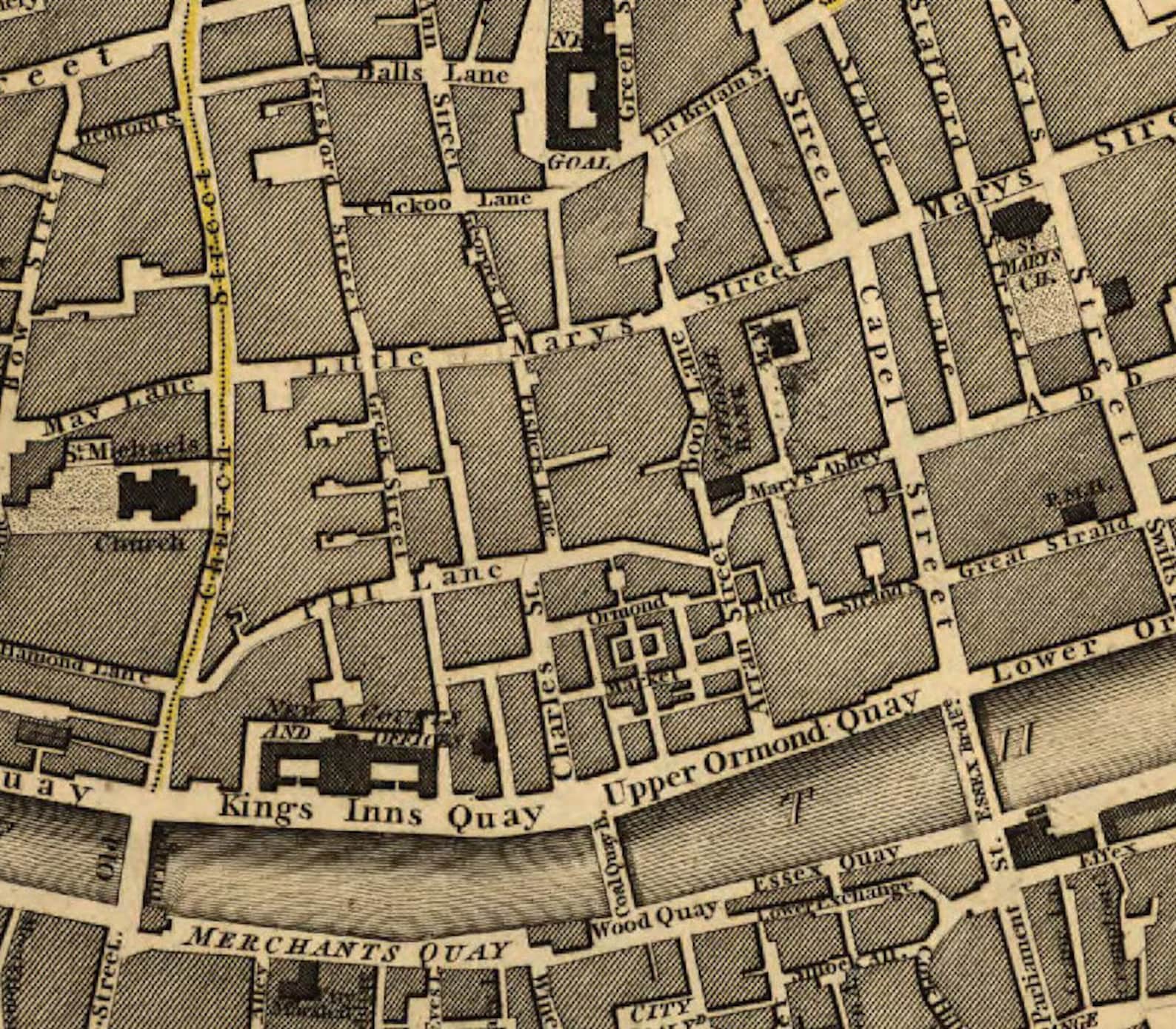 Old map of Dublin Historical map of Dublin Old city map | Etsy