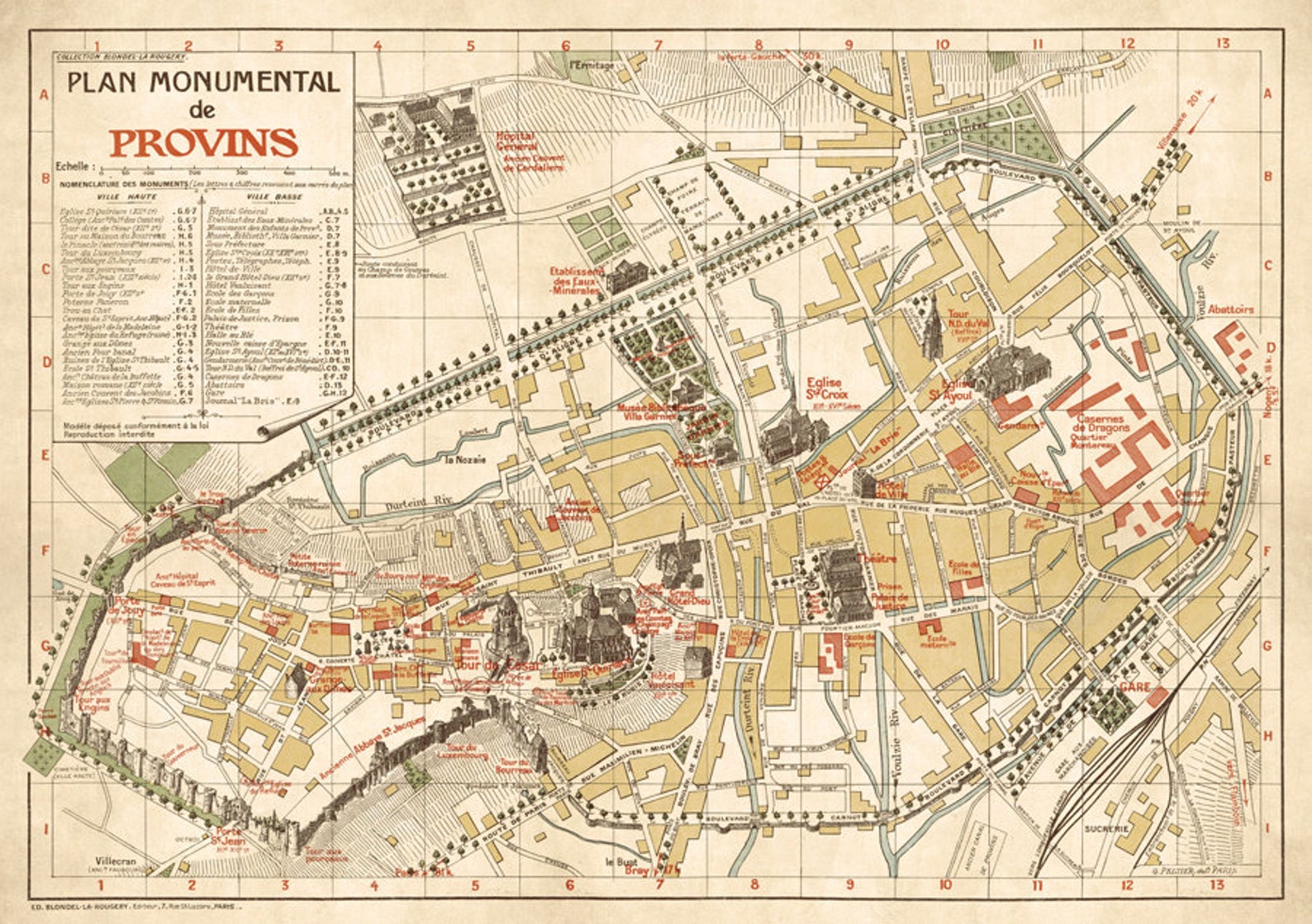 Provins Map Monumental Map of Provins Pictorial Map - Etsy