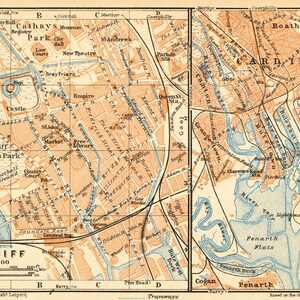 Old Map of Cardiff (wales) - 14 X 20.5" Fine Print - Etsy