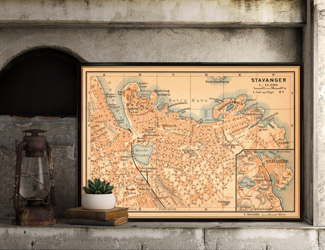 Stavanger Map Old Map of Stavanger Fine Giclee Print 11 X - Etsy