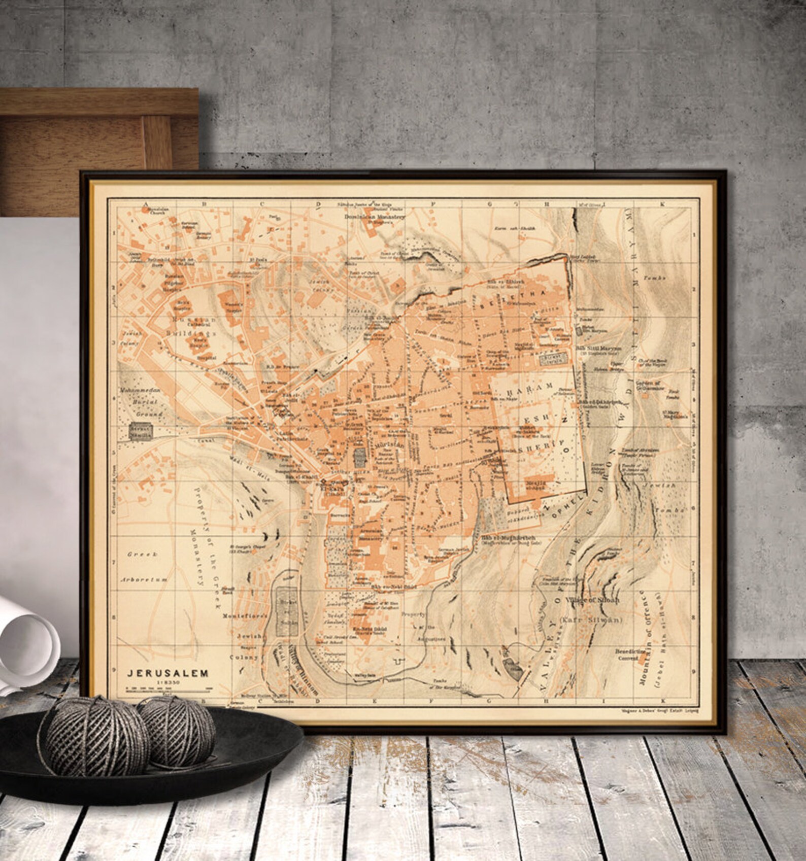 Map of Jerusalem - Antique Map Restoration, Holly City Plan, Wall Map ...