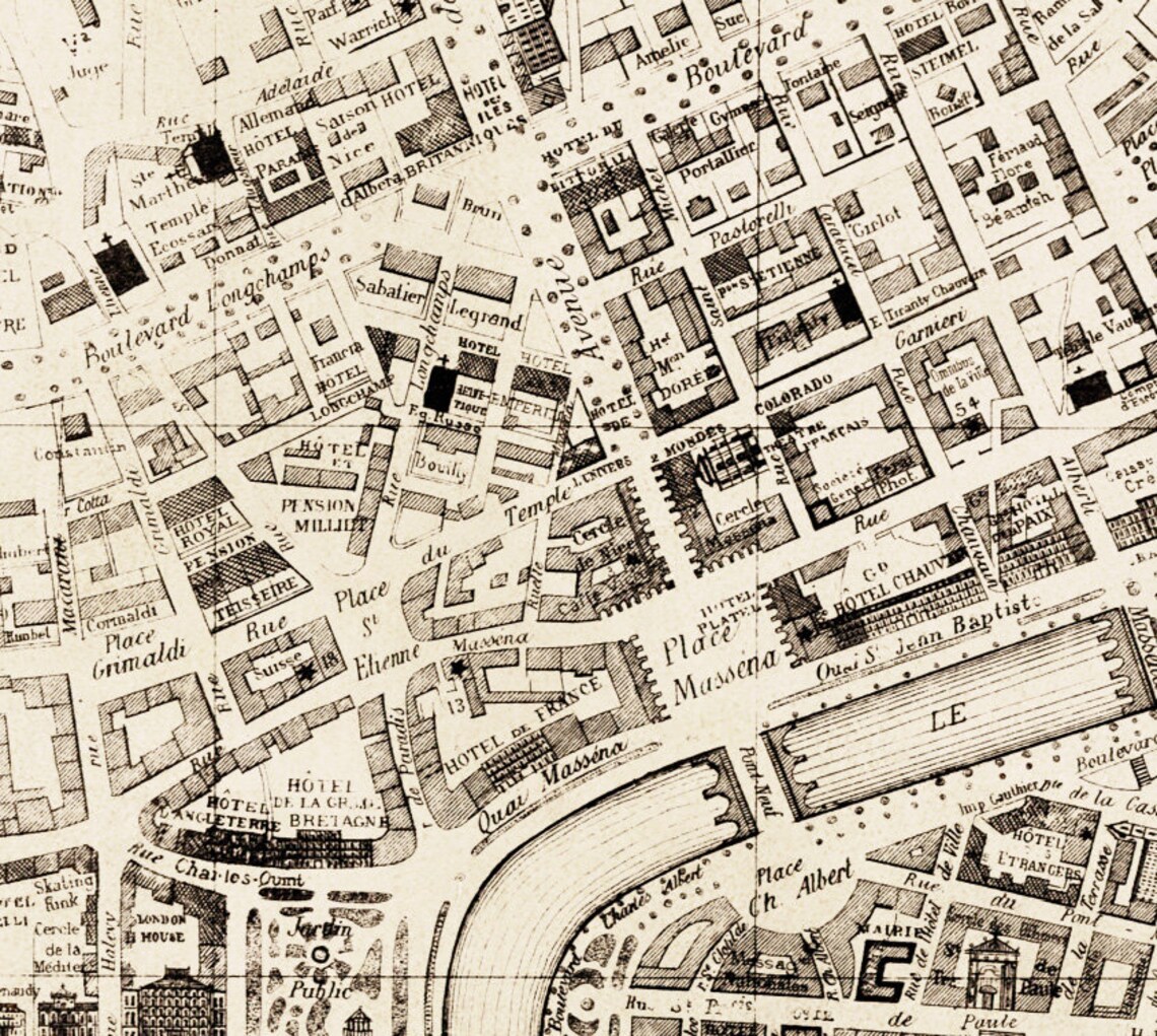 Nice Map Old Map of Nice City Map Archival Reproduction on - Etsy