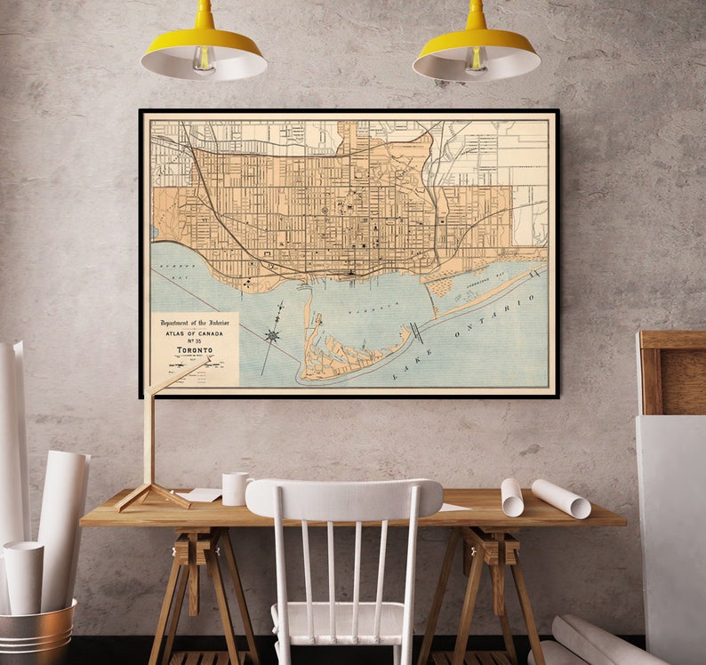 Map of Toronto Fine archival print Toronto map restored | Etsy