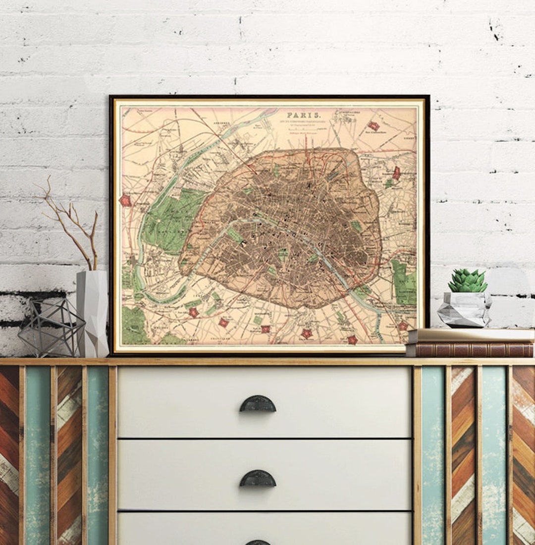 Old map of Paris Paris map Fine reproduction on paper or - Etsy Portugal