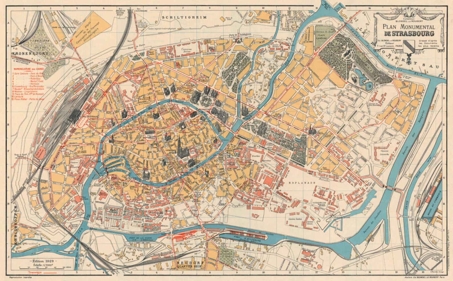 Old Map of Strasbourg Large Wall Map Print on Paper or - Etsy
