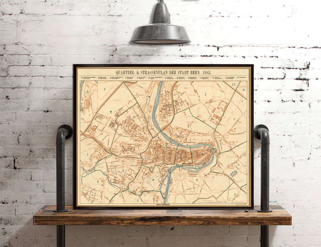 Bern Map - Berne Karte - Old City Plan - Fine Print- Vintage Maps ...