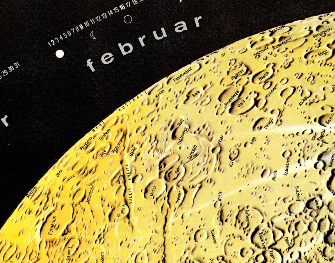 Map of the Moon Large Moon Map Poster Printed on Paper or - Etsy