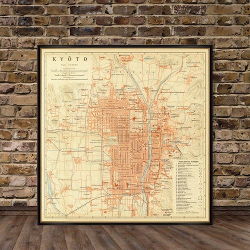 Kyoto Map Old Map Reproduction Historical Map From the - Etsy