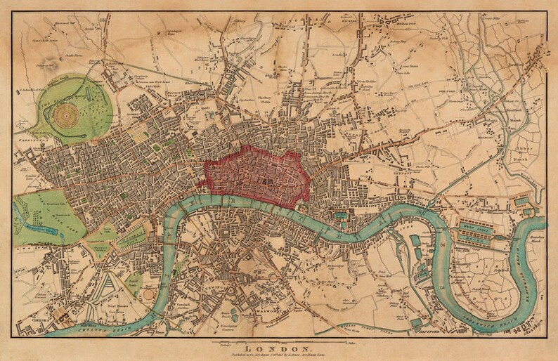 Antique map of London Fine archival reproduction Large | Etsy