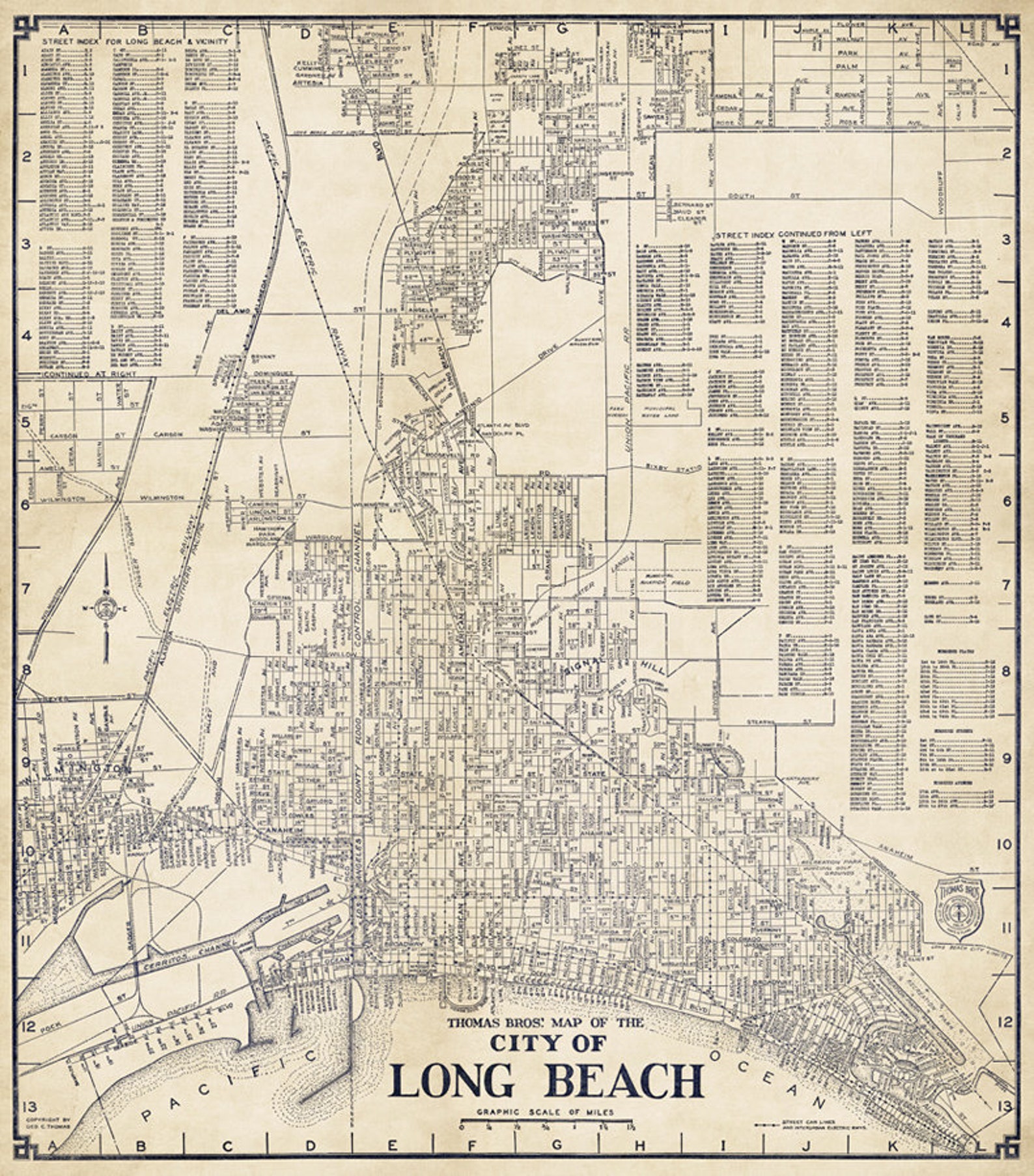 Old Map of Long Beach Vintage City Plan Restored Wall Map | Etsy