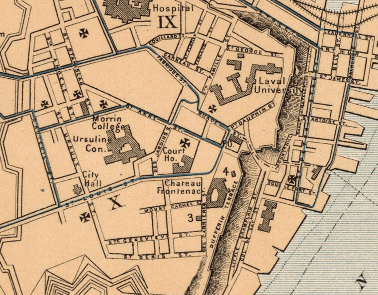 Vintage Map of Quebec Old City Map Archival Reproduction on Paper or ...