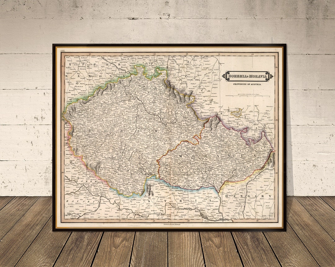 Old Map of Bohemia - Moravia Map - Historical Map Print on Paper or ...