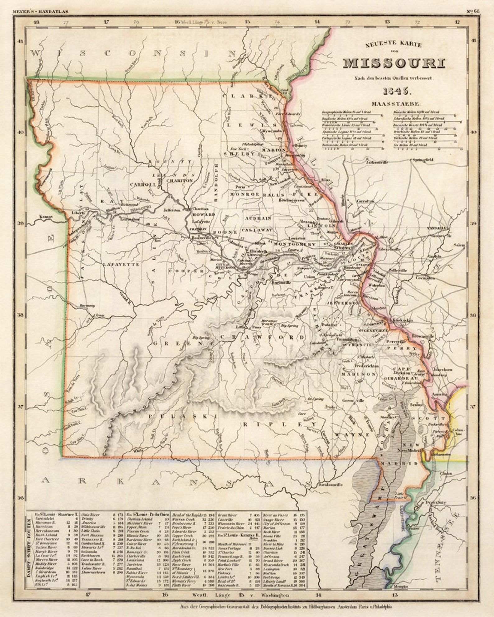 Missouri map Historical map of Missouri printed on coated | Etsy