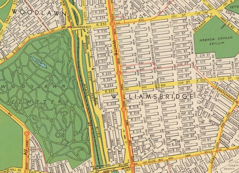 Bronx Map Vintage City Plan of Bronx From 1950 Highly - Etsy