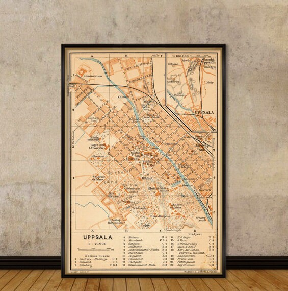 Uppsala map Old mao of Uppsala Fine giclee reproduction | Etsy