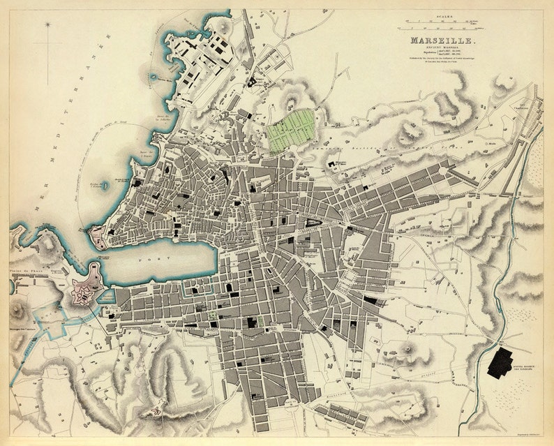 Marseille Map Old Map of Marseille Print Archival Print on | Etsy