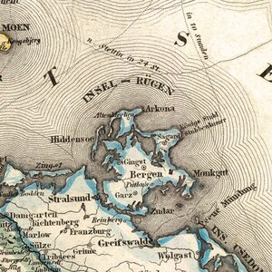 Map of Denmark, Holstein, Mecklenburg - Giclee Archival Print - Old Map ...