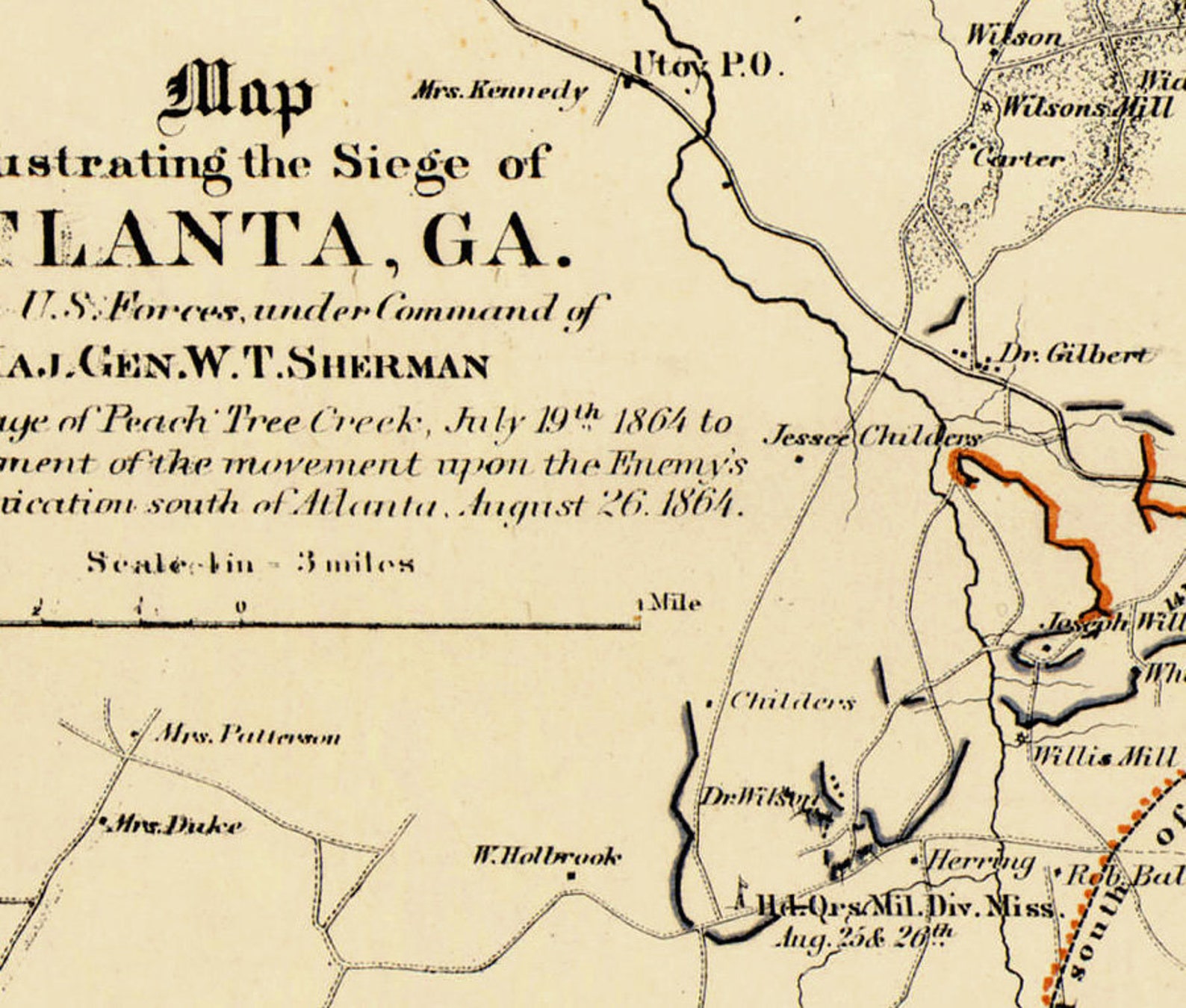 Vintage Map of Atlanta Old Map Illustrating the Siege of - Etsy